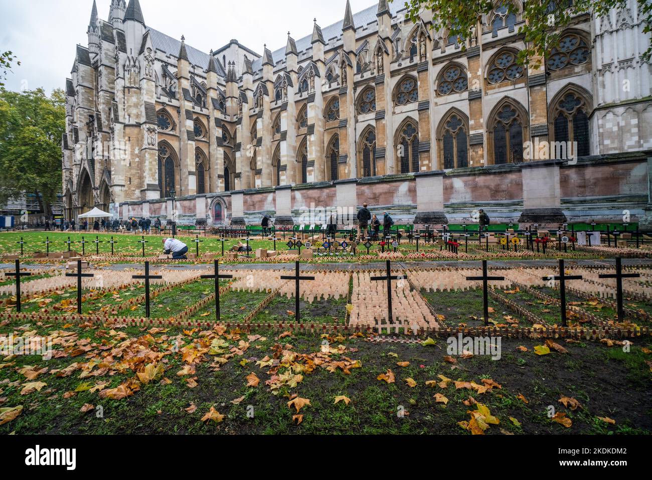 London UK. 7 November 2022. The field of remembrance is being prepared ...