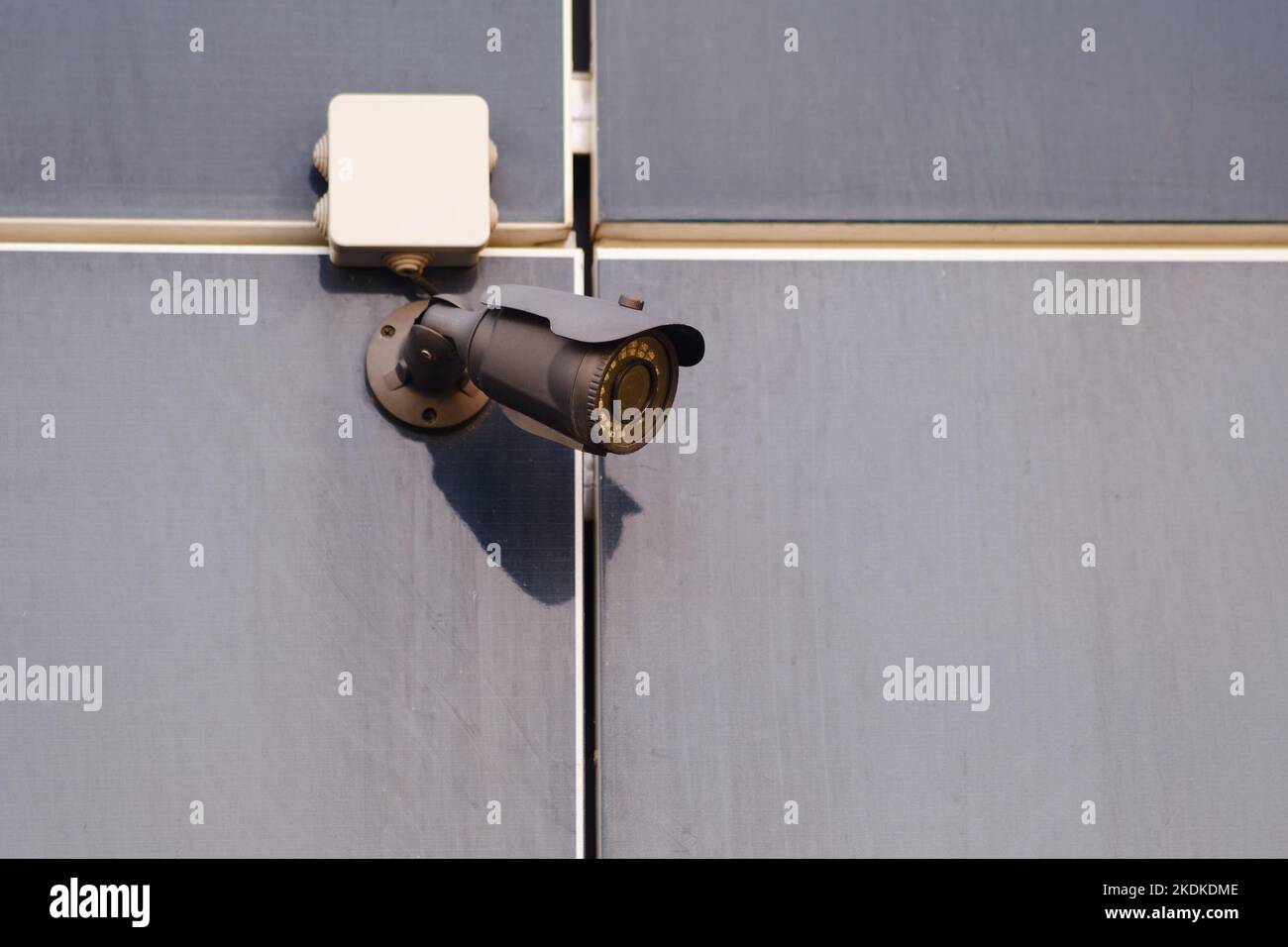Surveillance camera on the facade of the building. cctv camera at the ...