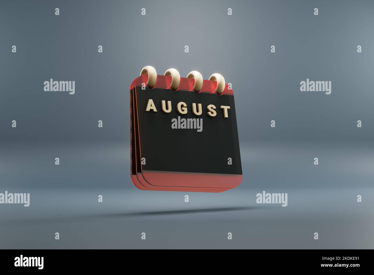 Standing black and red month lined desk calendar with date August ...