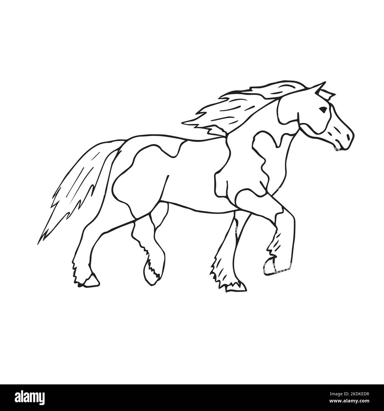 Vector hand drawn doodle sketch gypsy horse isolated on white ...