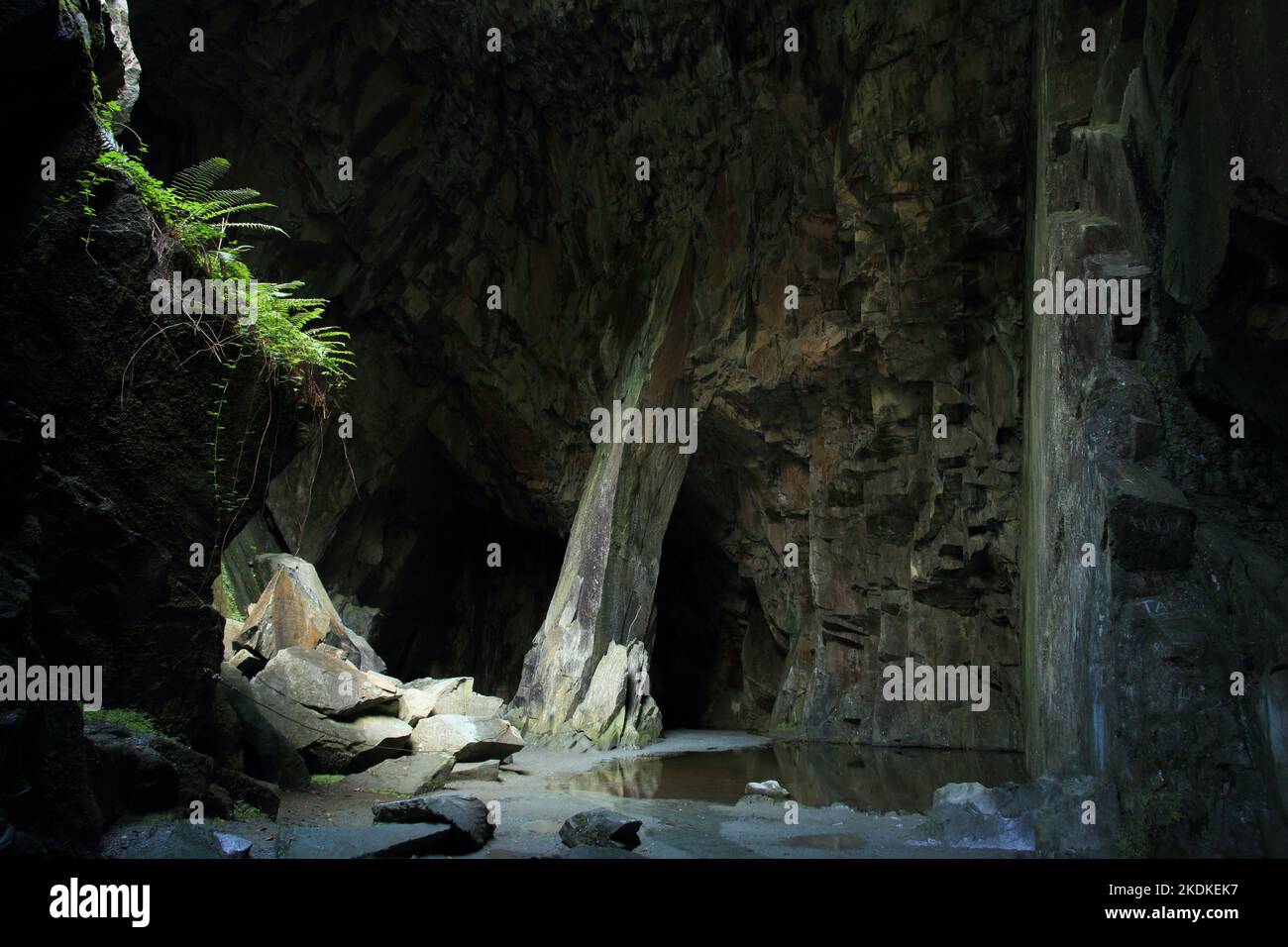 Cathedral cave in Little Langdale, Ambleside, Cumbria, England, UK ...