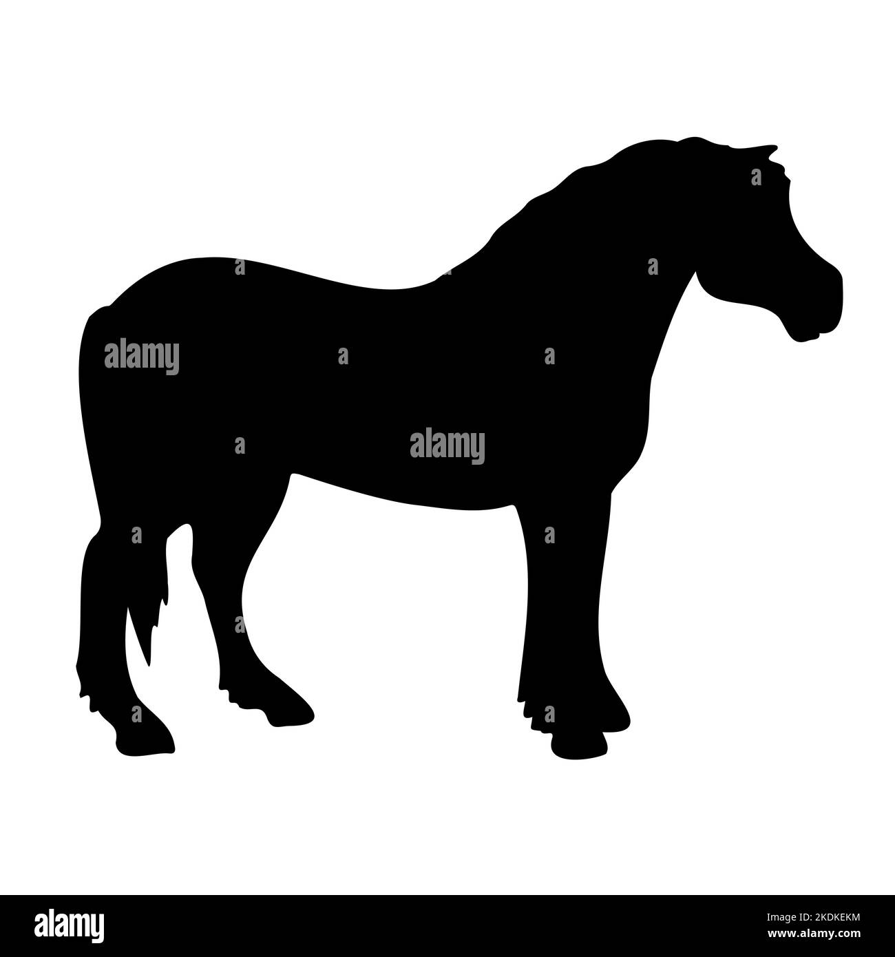 Vector hand drawn draft horse silhouette isolated on white background ...
