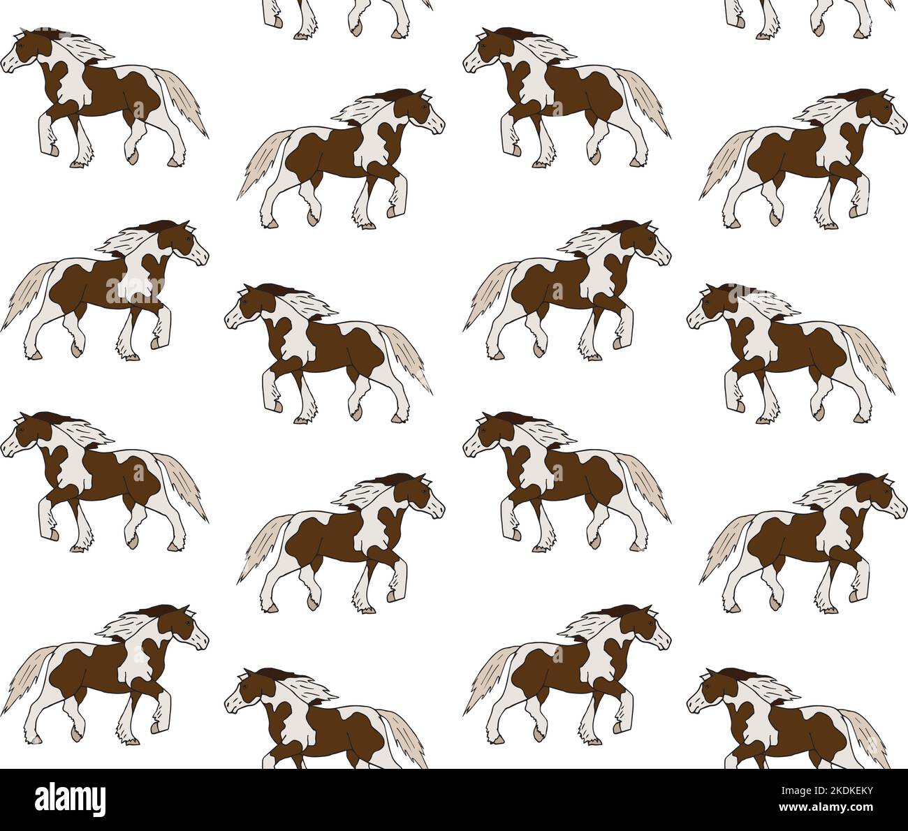 Vector seamless pattern of hand drawn doodle sketch colored gypsy horse ...