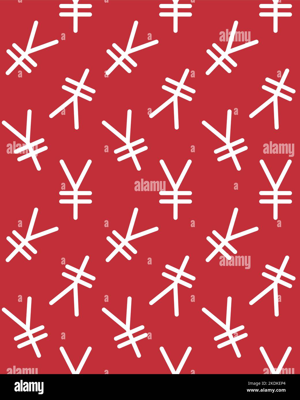 Vector seamless pattern of hand drawn yuan sign isolated on red ...