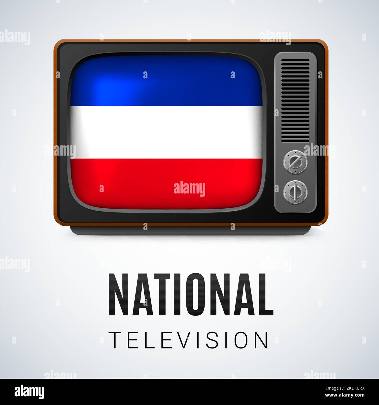 Vintage TV and Flag of Yugoslavia as Symbol National Television. Button ...
