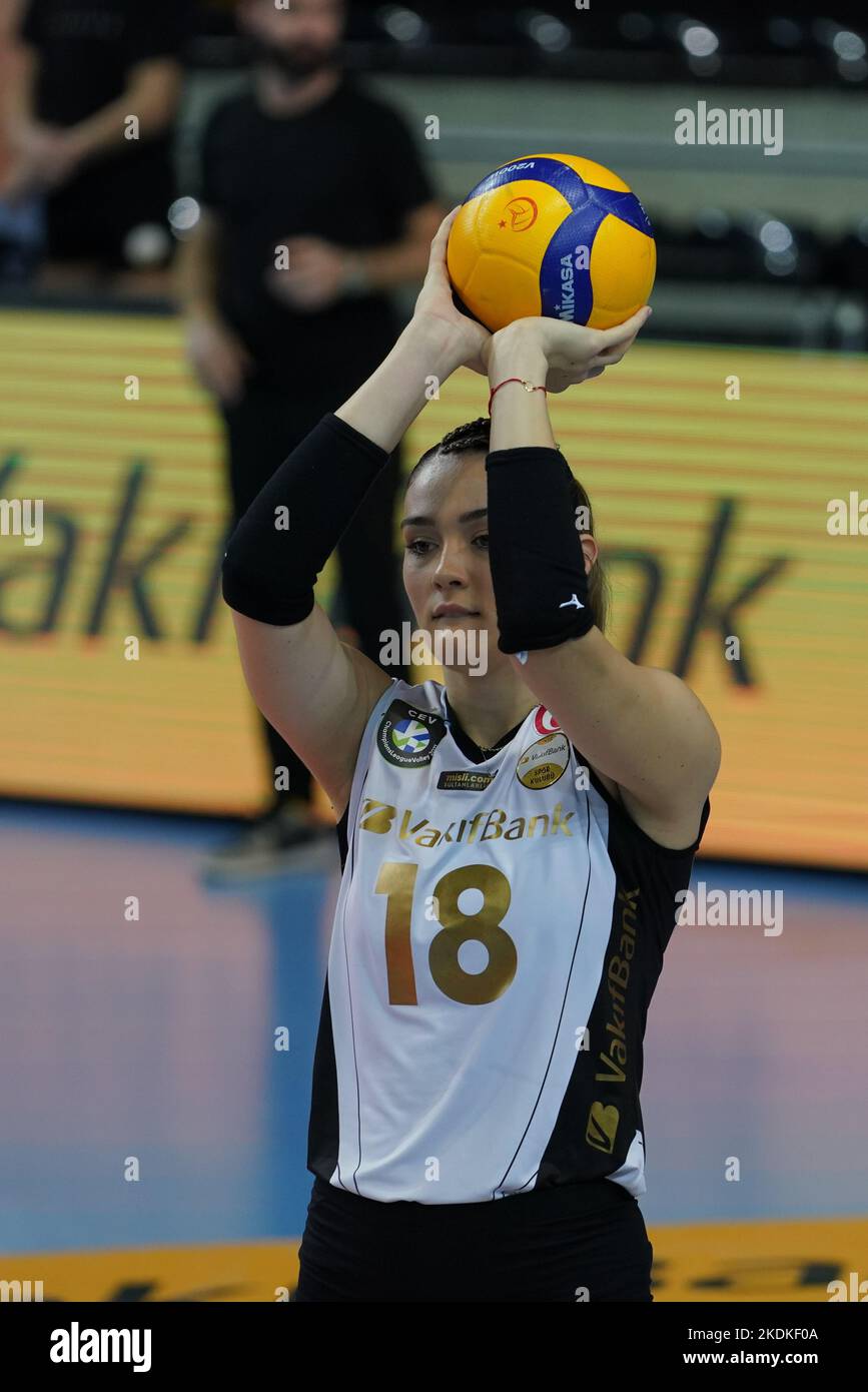 ISTANBUL, TURKEY - APRIL 03, 2022: Zehra Gunes in Vakifbank vs ...