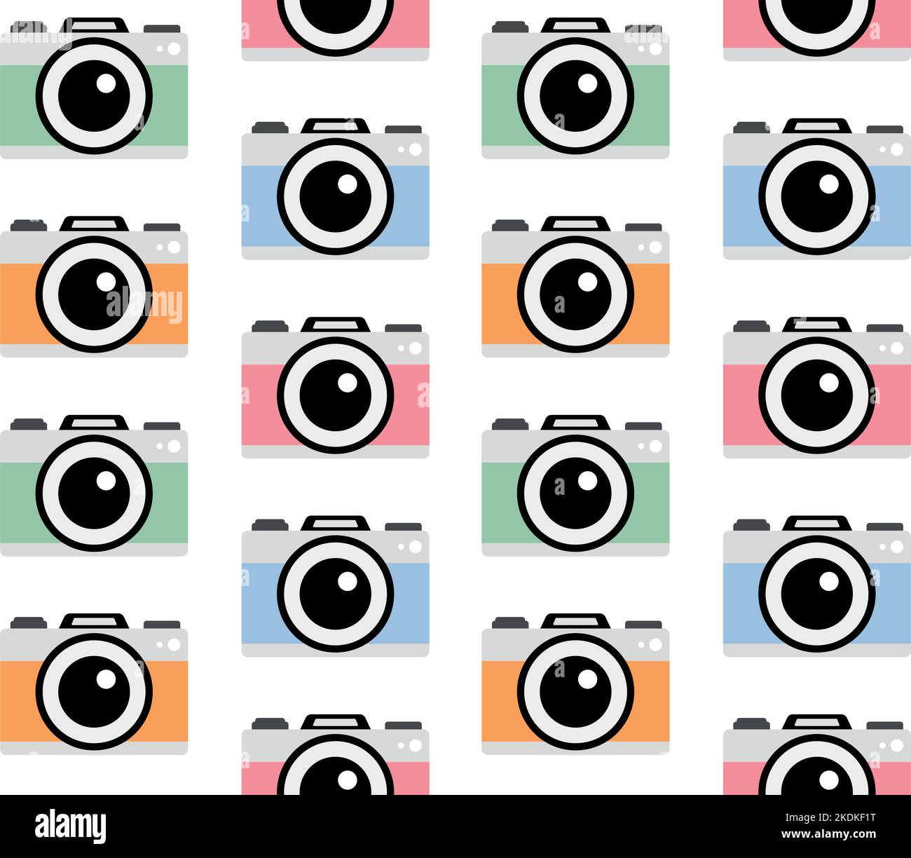 Vector seamless pattern of different color flat photo camera isolated ...