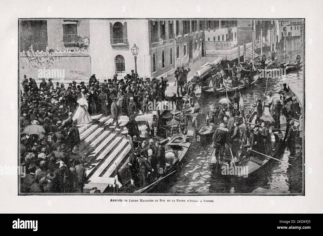 Illustration of a the visit of Venice by Francesco Crispi accompanied ...