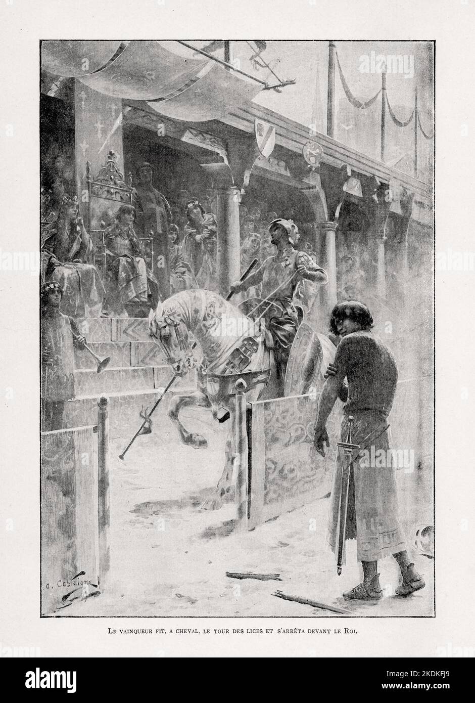Illustration of a Knight winner of an equestrian jousting tournament ...