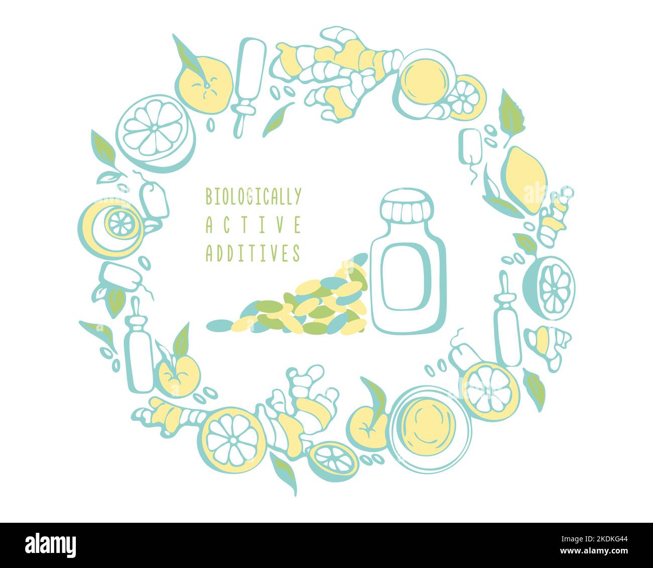 Biologically Active Additives BAA Dietary supplements, bottle with set ...