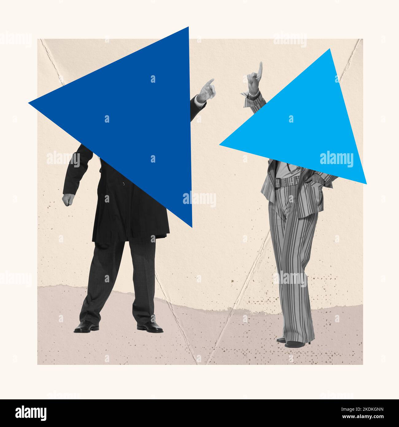 Contemporary art collage of retro couple on pastel background with ...