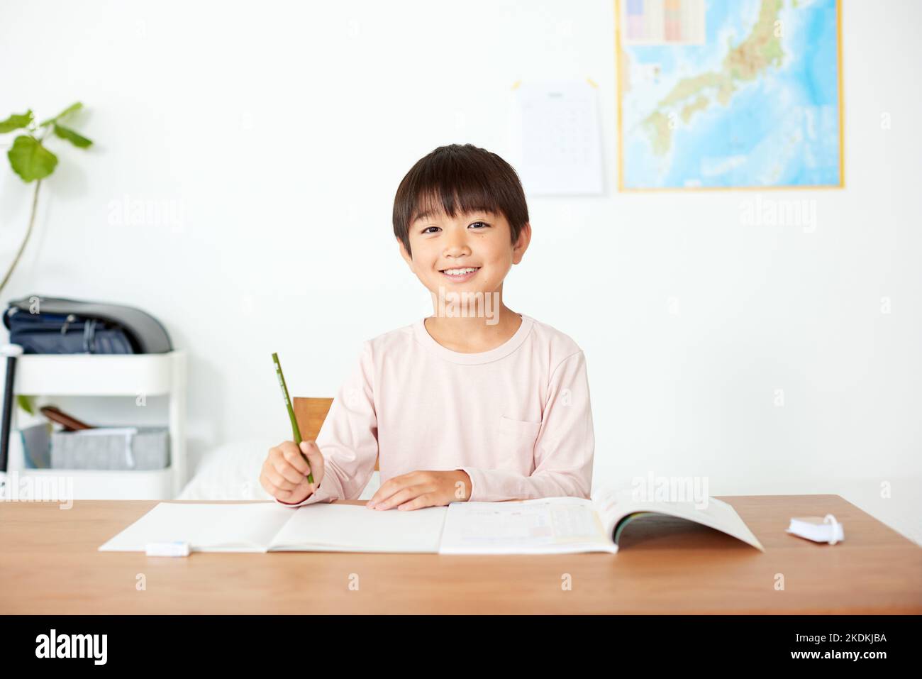 Japanese kid studying at home Stock Photo - Alamy