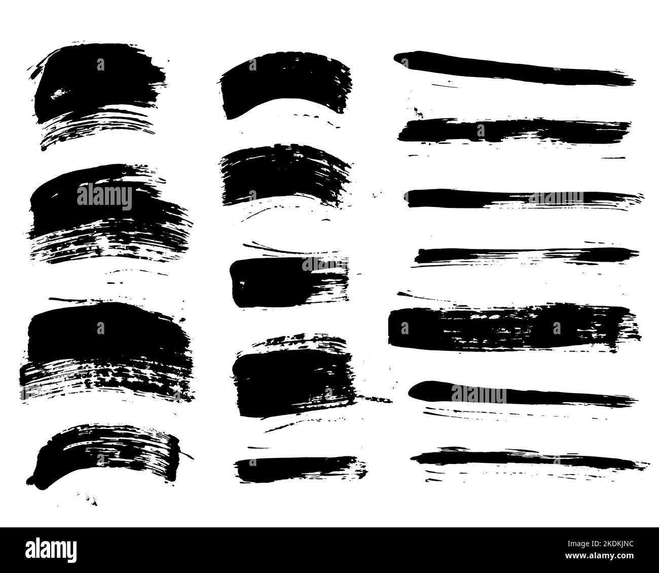 Brush strokes vector collection. Isolated painted elements. Dry brush ...