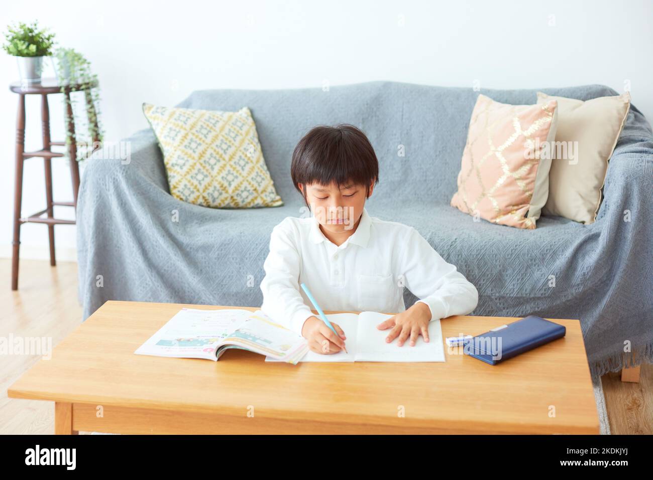 Japanese kid studying at home Stock Photo - Alamy