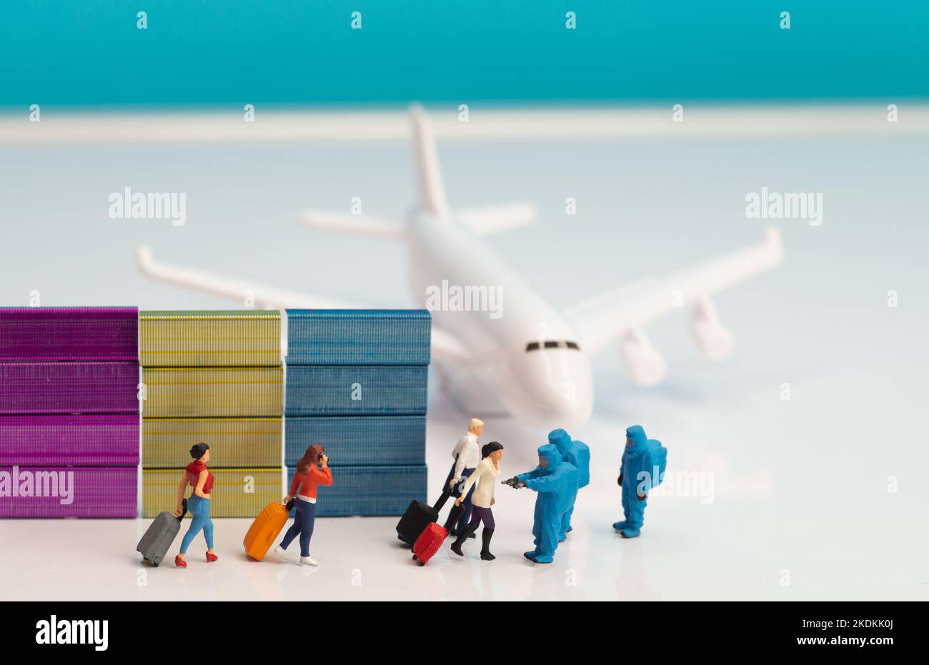 Health airport screening concept images - miniature toy figures of ...