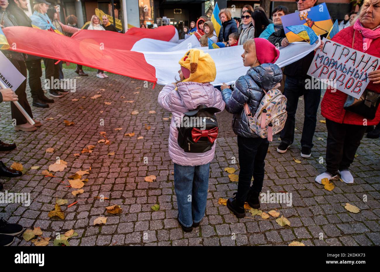 Kids seen holding a huge Polish flag during the march. The march of the ...