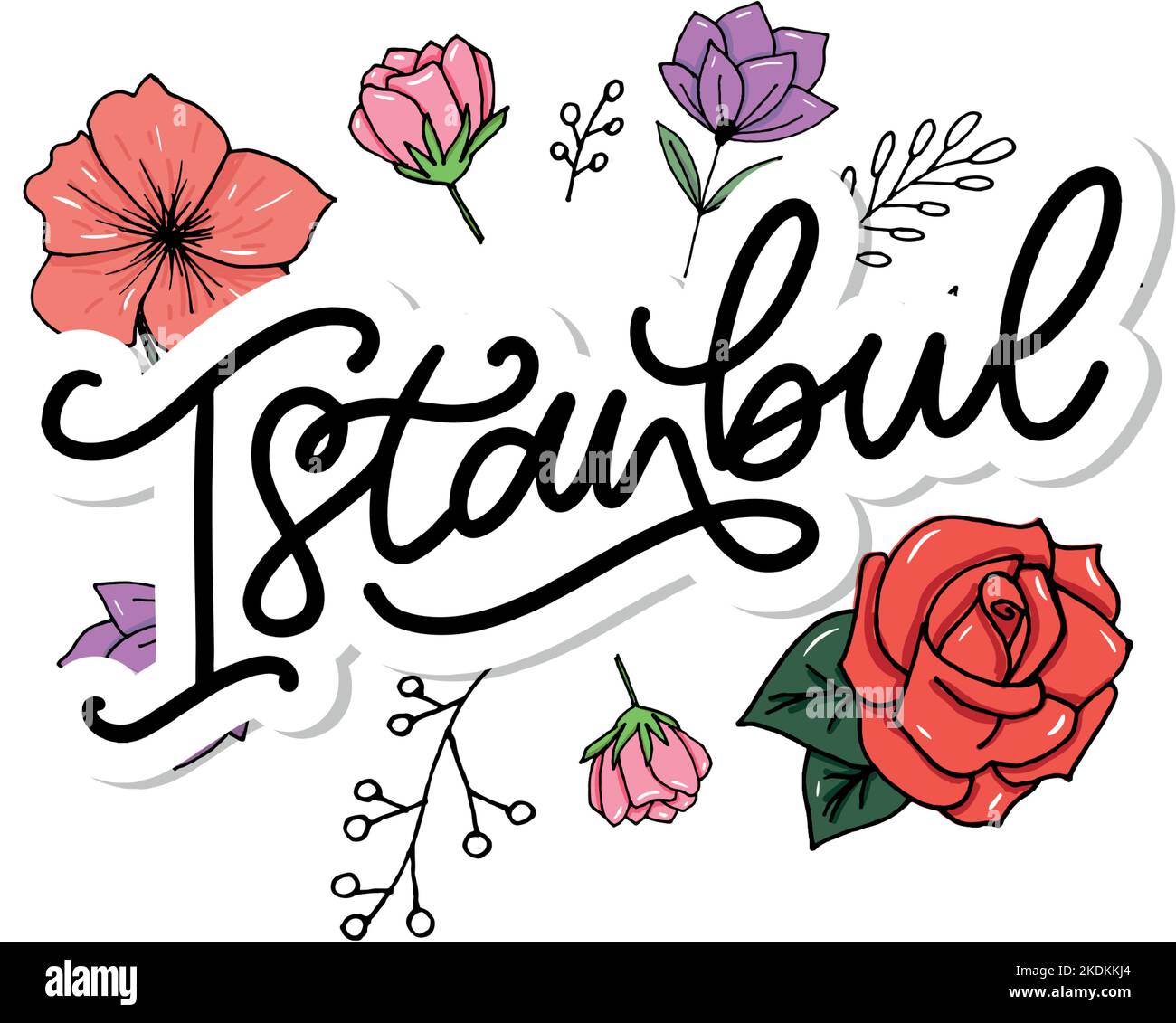 Istanbul. Hand lettering. Vector logo of Istanbul in black color with ...