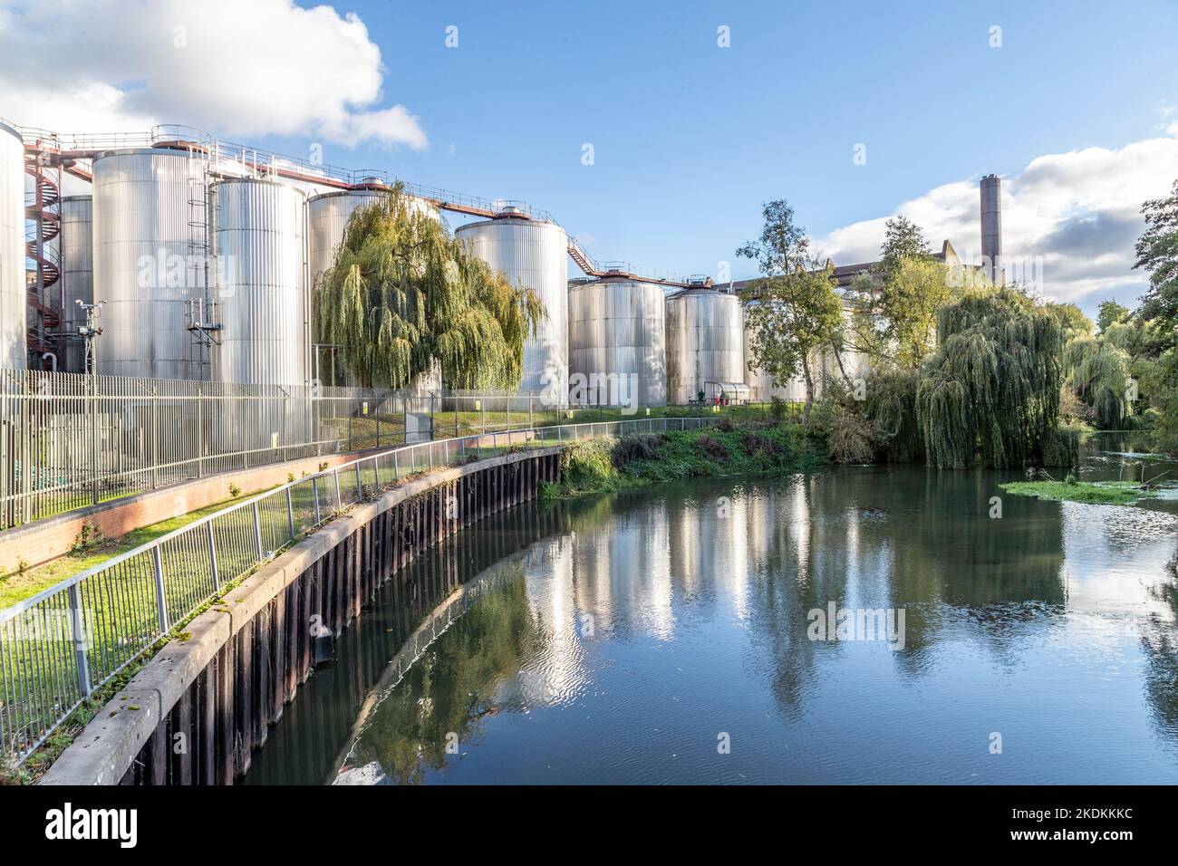 Storage vats at the rear of Carlsberg brewery taken from a public ...