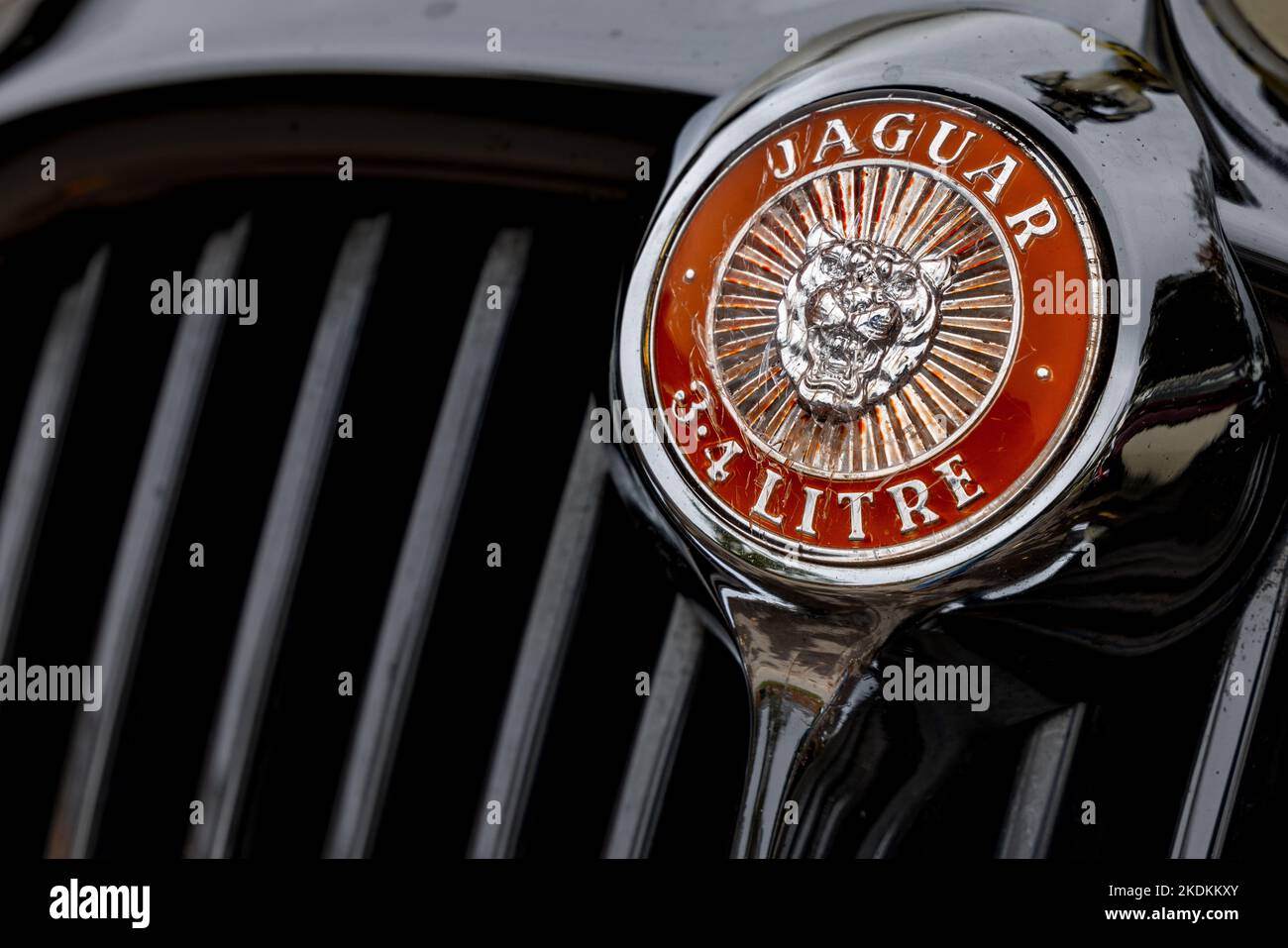 Jaguar 3.4 Litre Radiator Grille Badge Stock Photo - Alamy