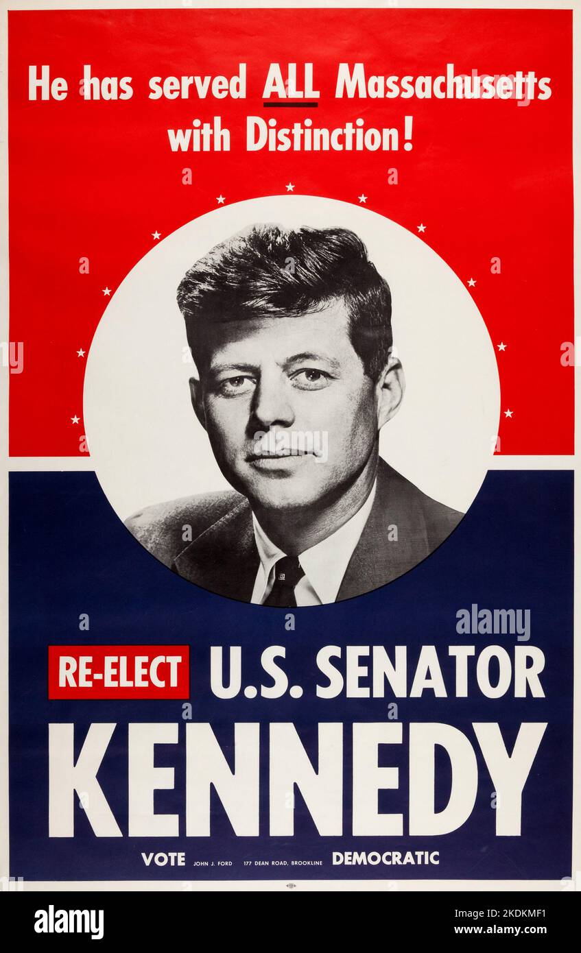 JFK - John F. Kennedy. A 1958 Senate Campaign Poster. Massachusetts ...