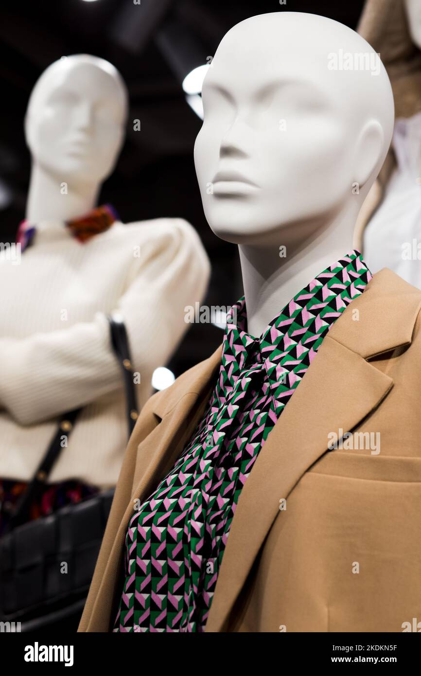Mannequins in a fashion store wearing clothes of the fall season Stock ...