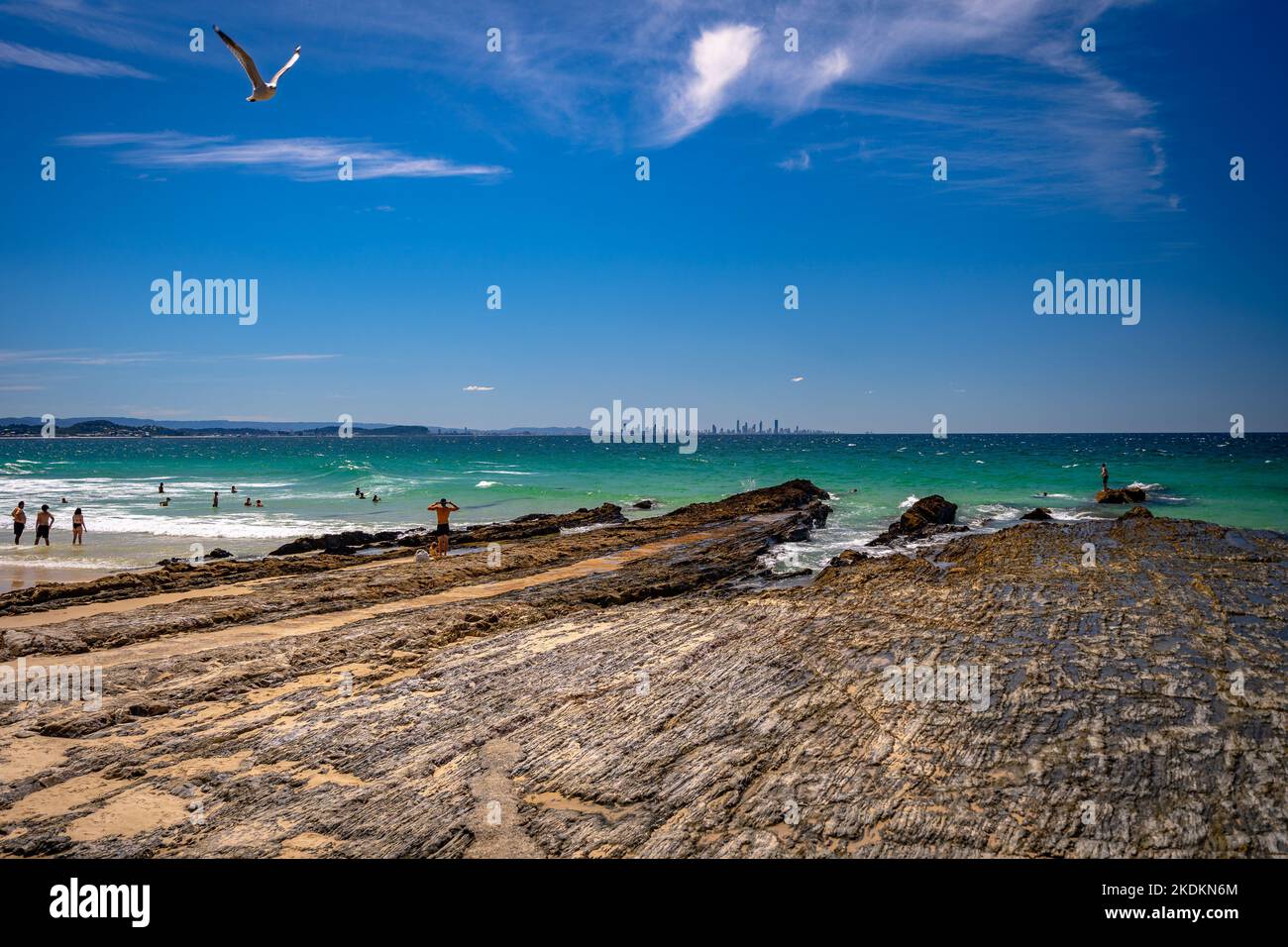 Gold Coast, Queensland, Australia - Rocky beach in Rainbow Bay Stock ...