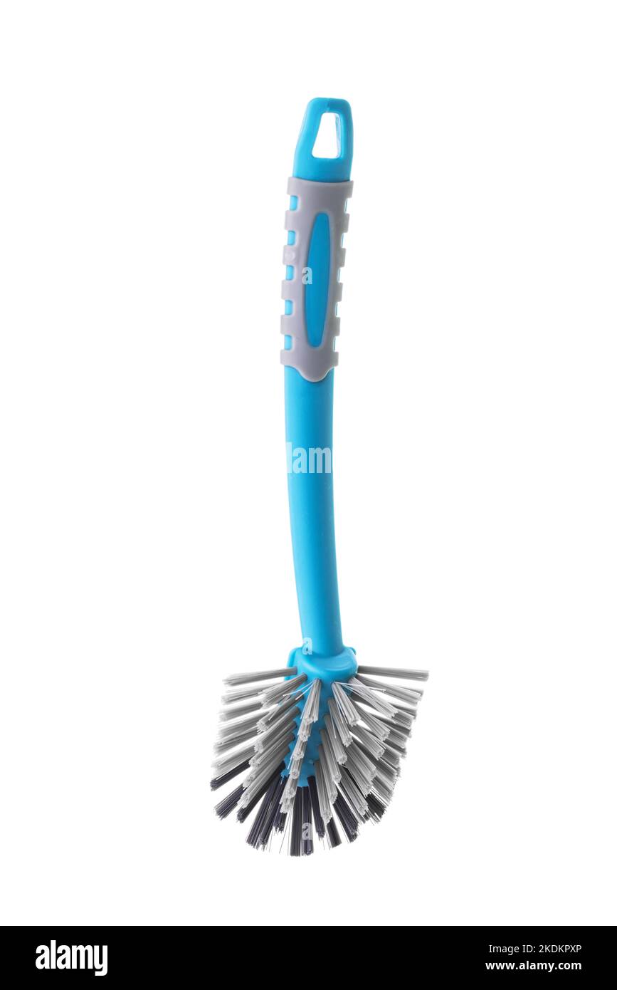 Plastic cleaning brush for floor or bathroom cleaning isolated on white ...