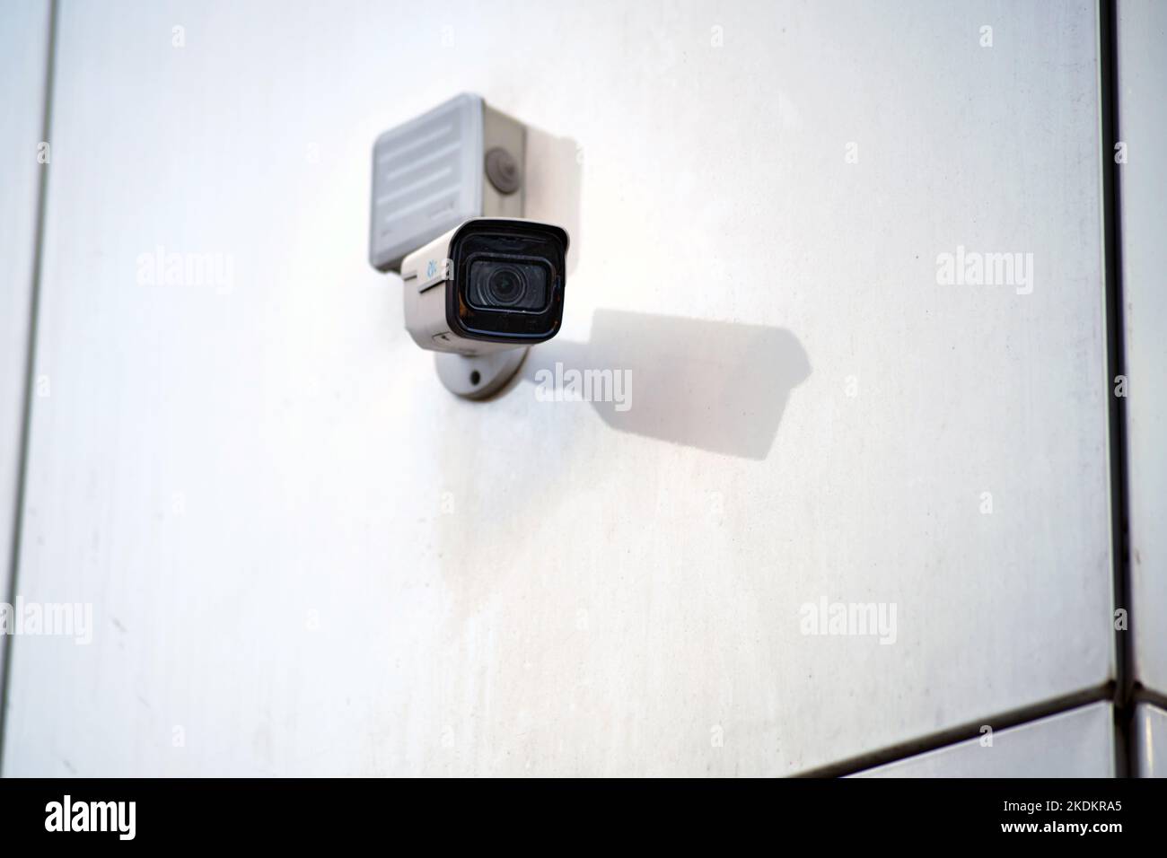 Surveillance camera rvi on the facade of the building. cctv camera at ...