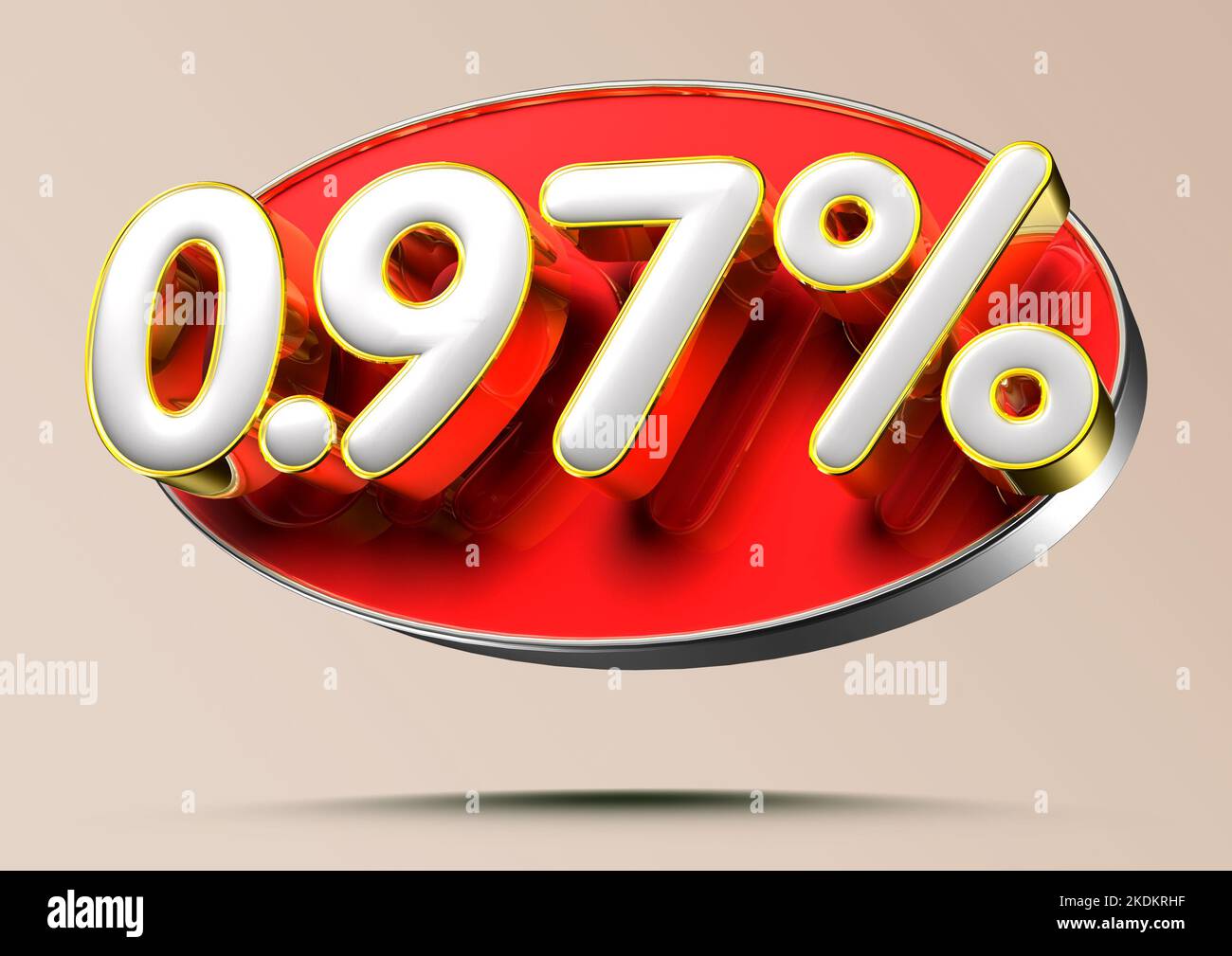 0.97 percent 3D illustration on light cream background have work path ...