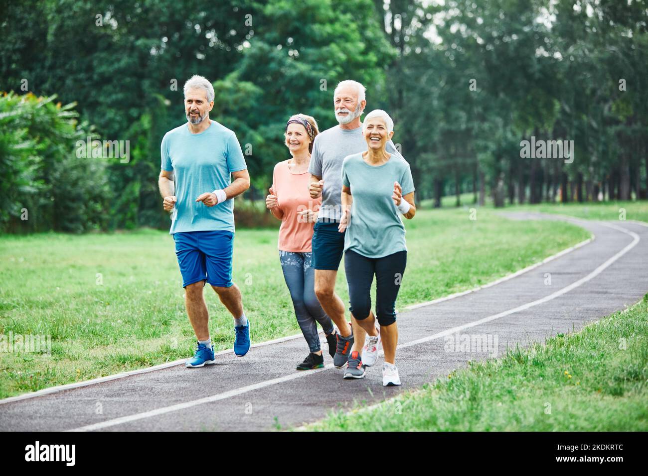 outdoor senior fitness woman man lifestyle active sport exercise ...