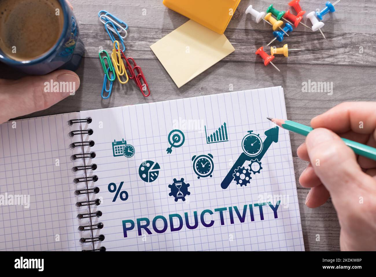 Productivity concept drawn on a notepad placed on a desk Stock Photo ...