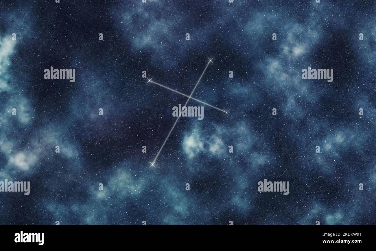 Crux Star Constellation, Night Sky, Constellation Lines Crucis Stock ...