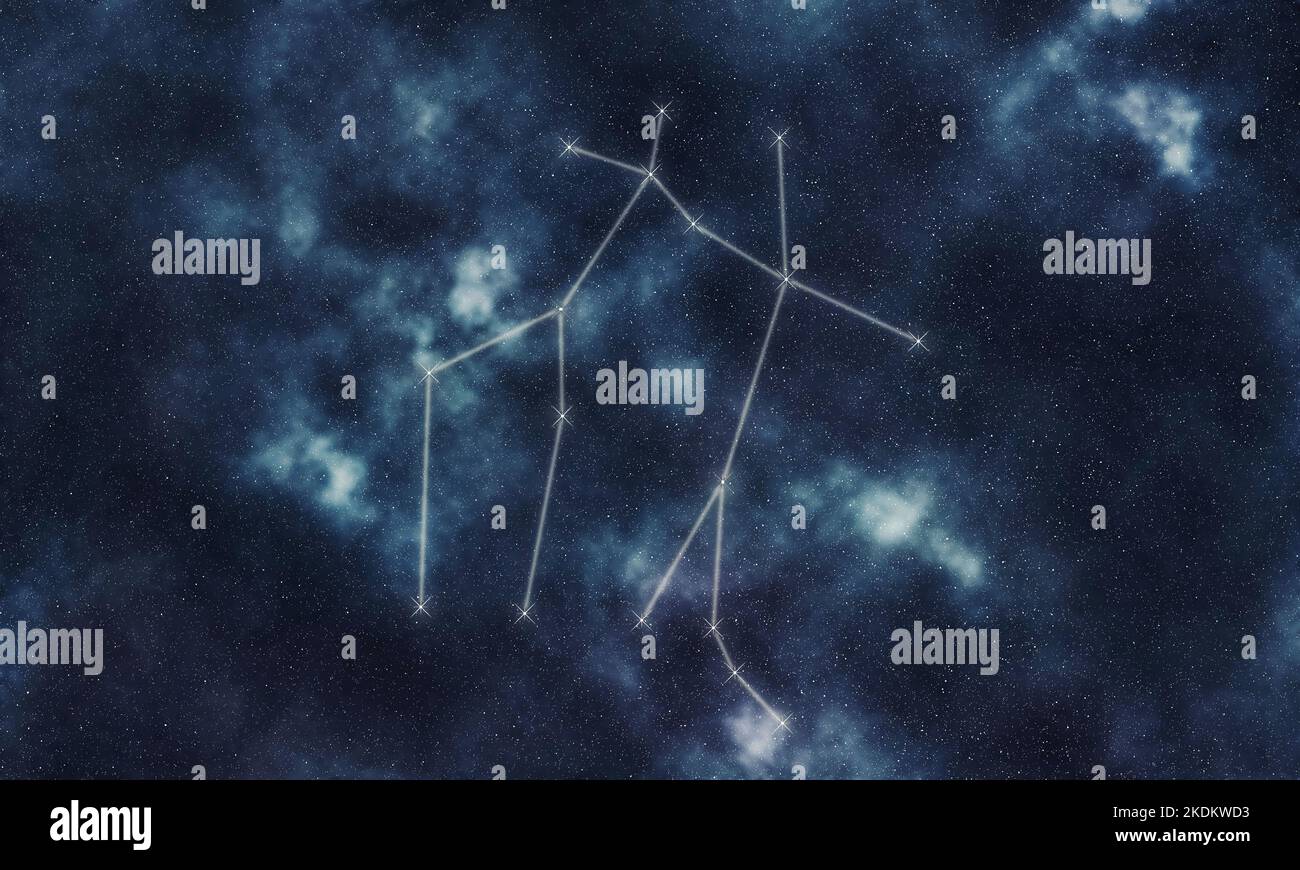 Gemini Star Constellation, Night Sky, Constellation Lines Castor & Pollux, Twins Stock Photo - Alamy