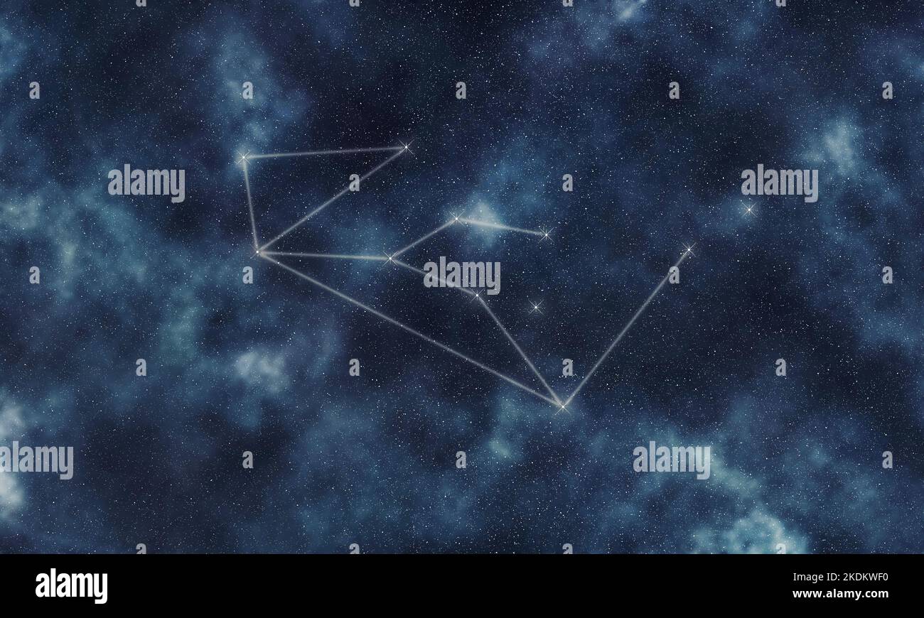 Lupus Star Constellation, Night Sky, Constellation Lines Wolf Stock ...