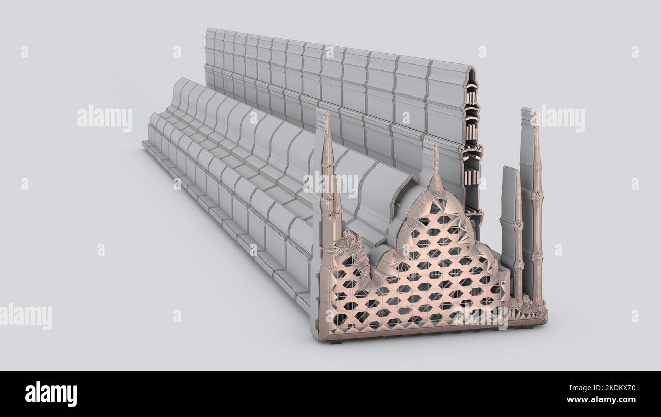 3D Illustration of a Mosque or Masjid where Muslims perform prayers ...