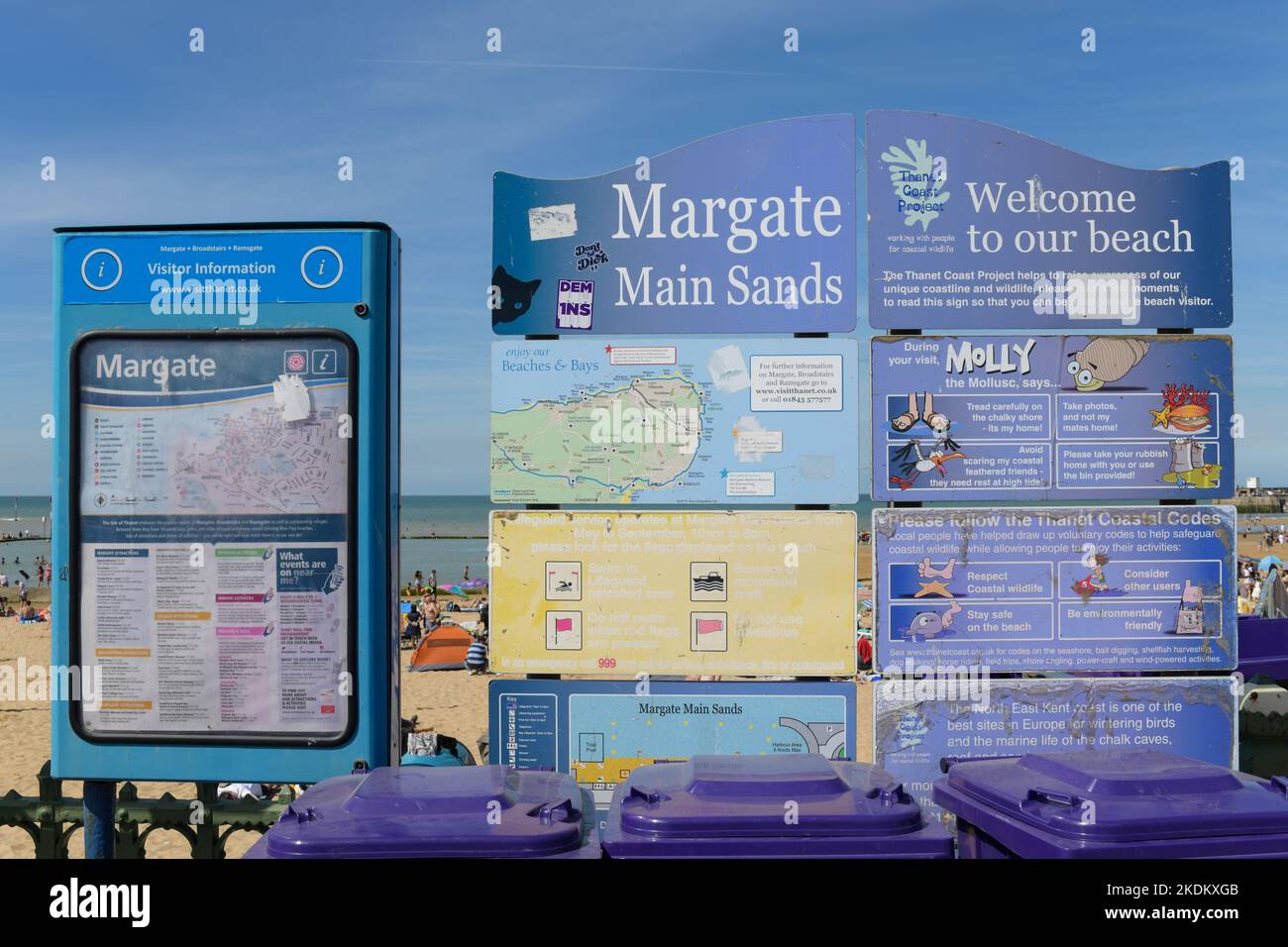 Margate Main Sands information board, Margate, Kent, England, UK Stock ...