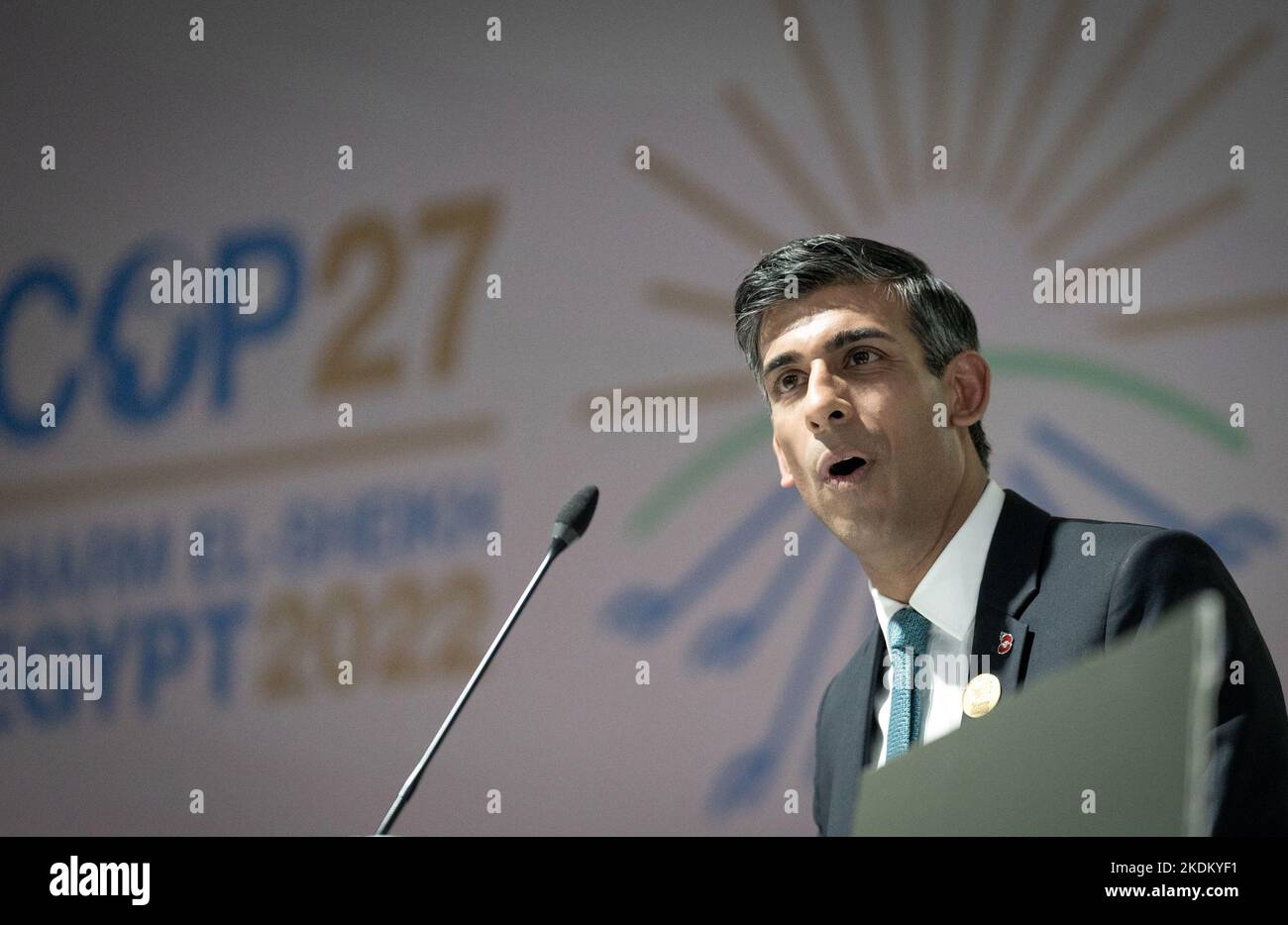 Prime Minister Rishi Sunak speaks as he addresses a forest and climate ...