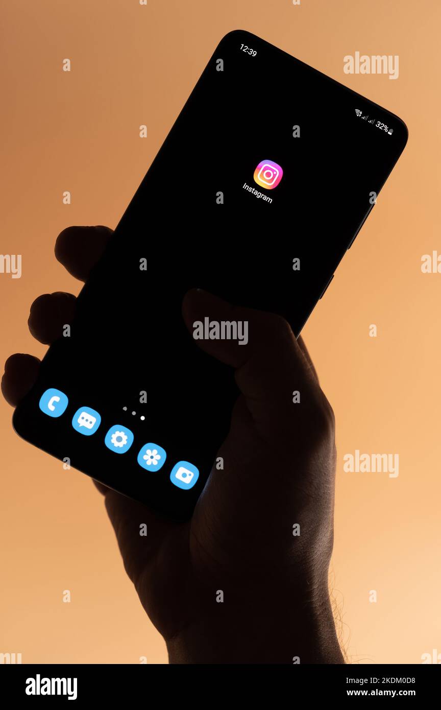 New york, USA - November 4, 2022: Open instagram app on smartphone ...
