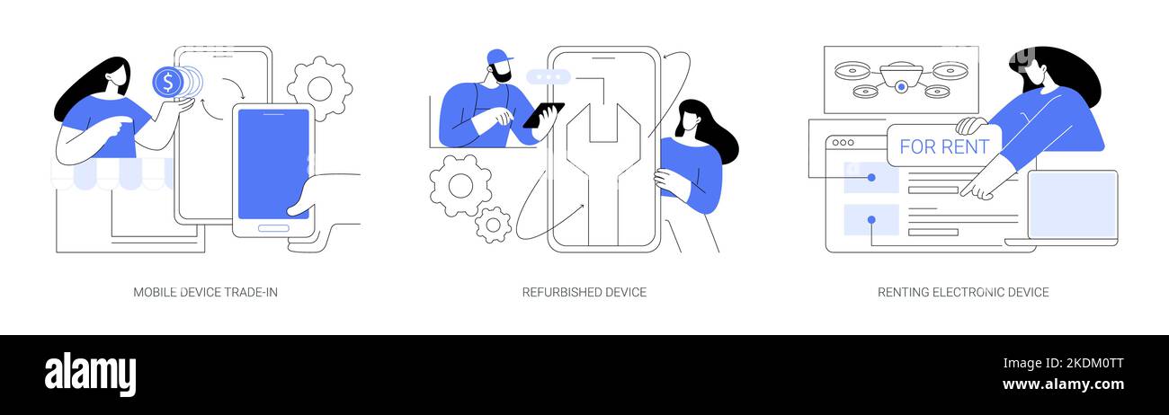 Used gadgets abstract concept vector illustrations Stock Vector Image ...