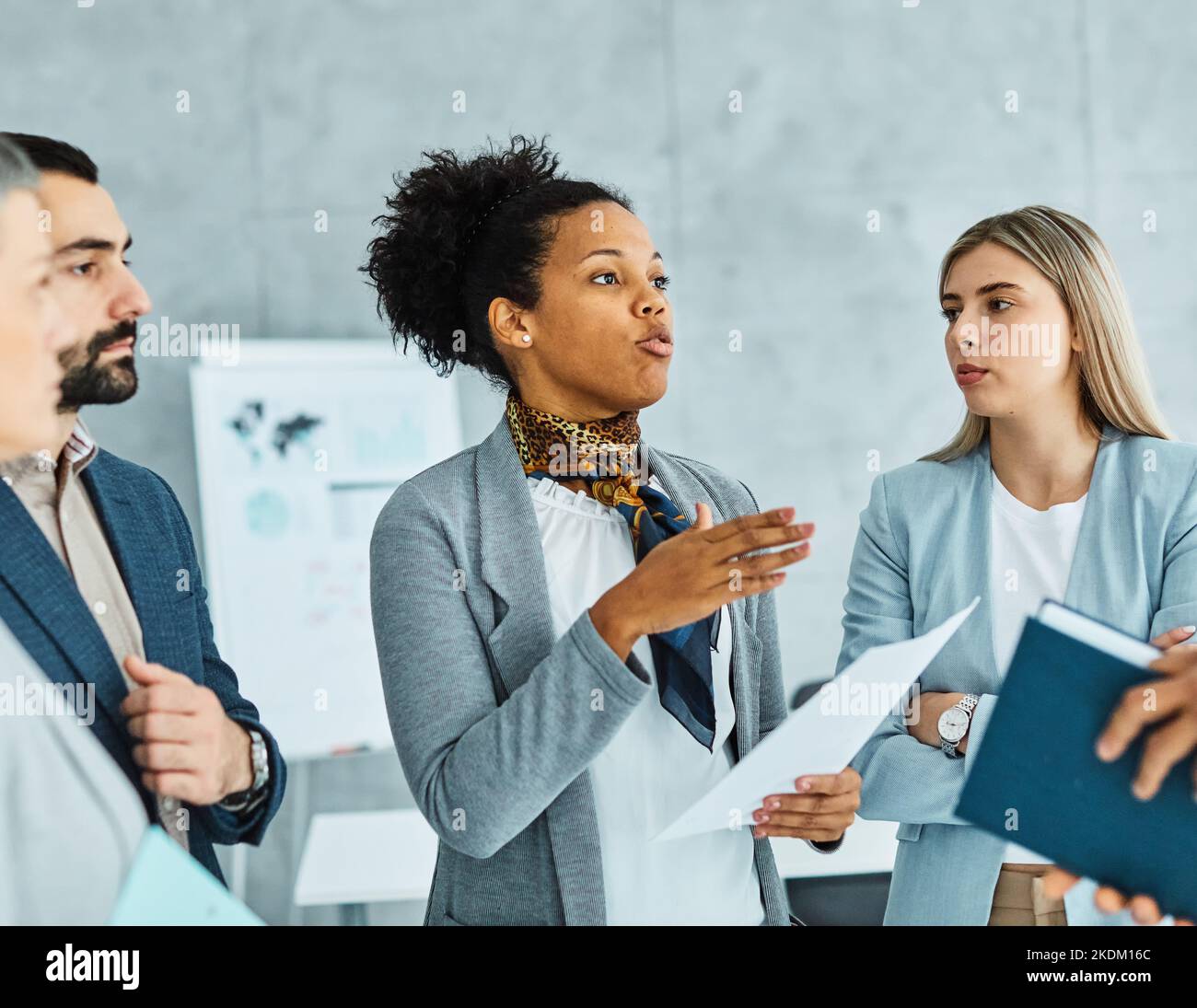 young business people meeting office teamwork group document papers ...