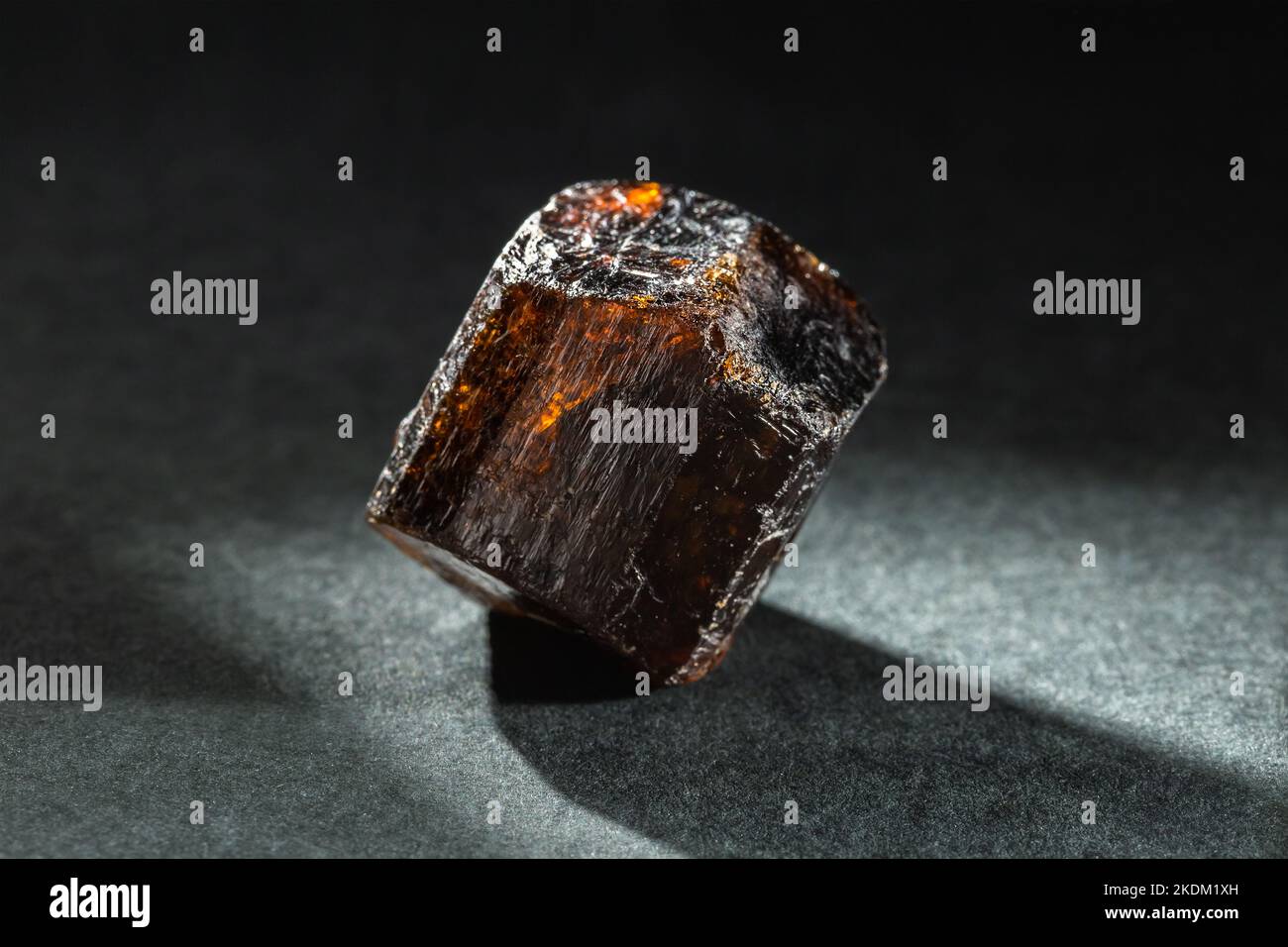 Unpolished Brown Dravite Tourmaline Crystal Back Lit on Black ...