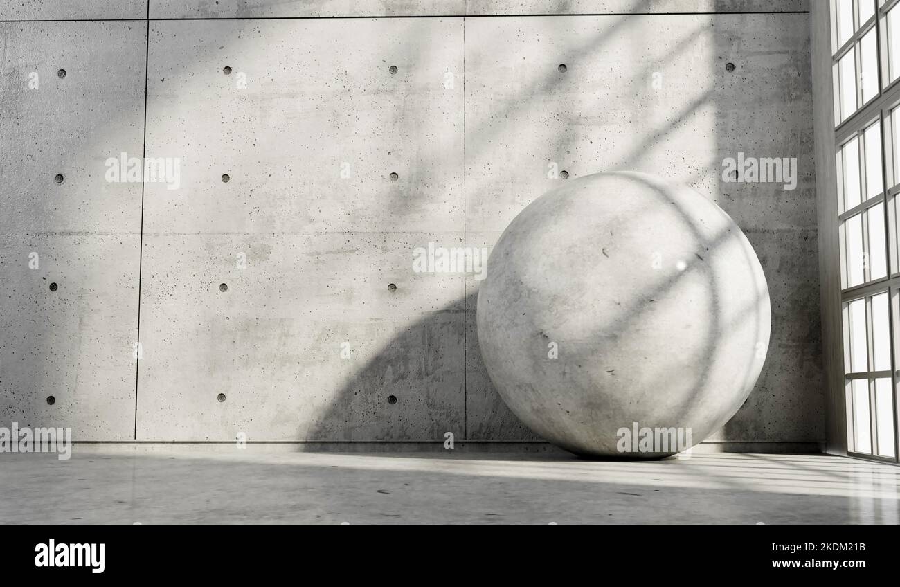 Abstract empty, modern concrete room with sunlight from a window ...