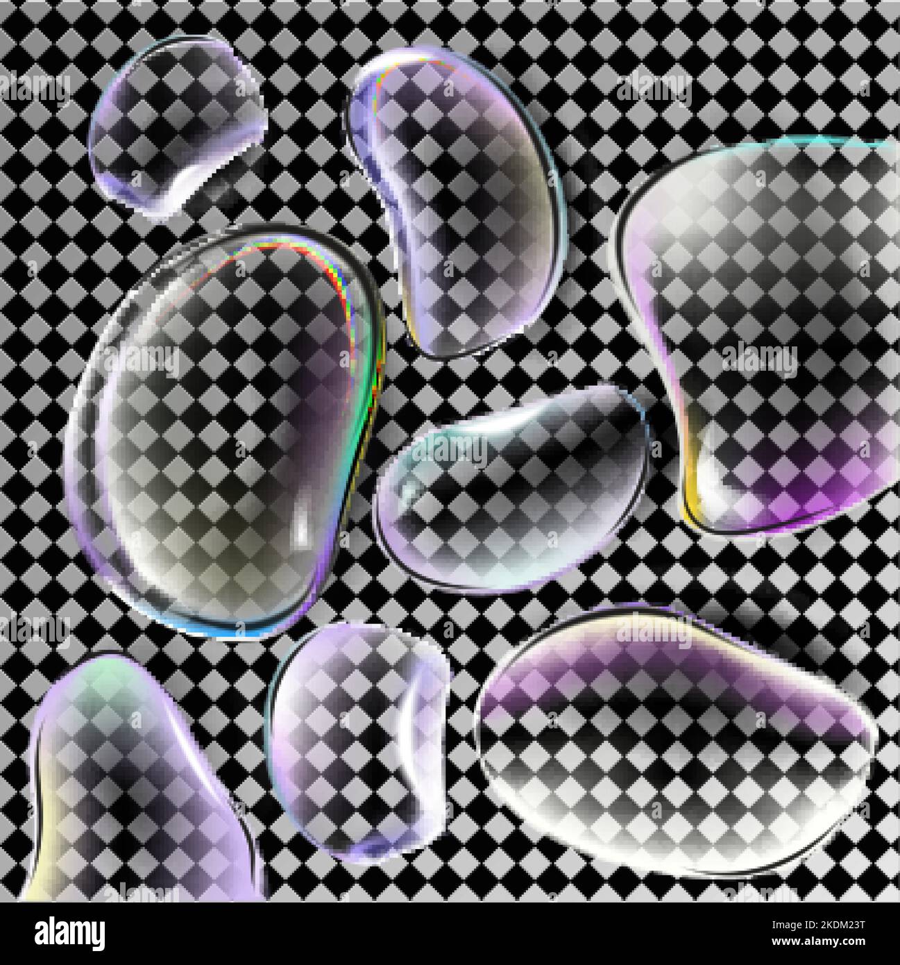Realistic soap bubbles. Rainbow reflection bubbles isolated vector on transparent illustration ...