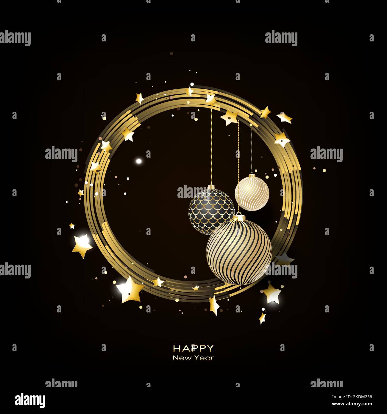 A Happy New Year symbol. Round logotype concept. Abstract isolated ...