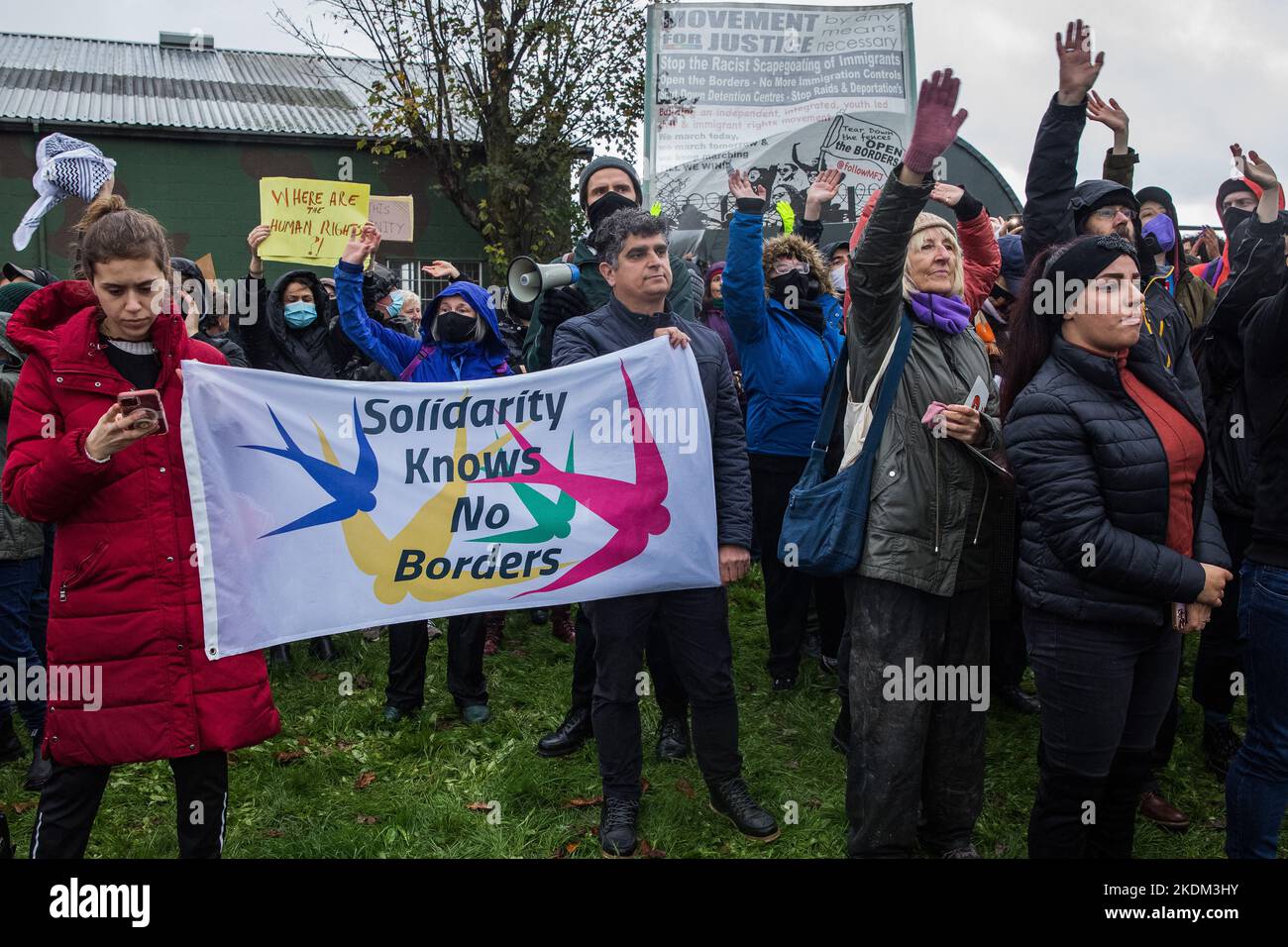 Manston, UK. 6th November, 2022. Activists from groups opposed to ...