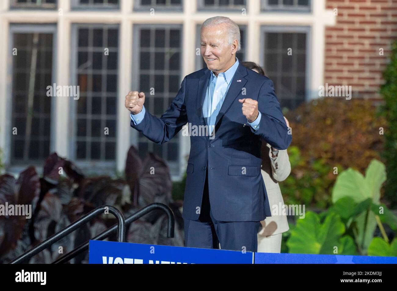 Yonkers, US - 06 Nov 2022, U.S. President Joe Biden greets the crowd at ...