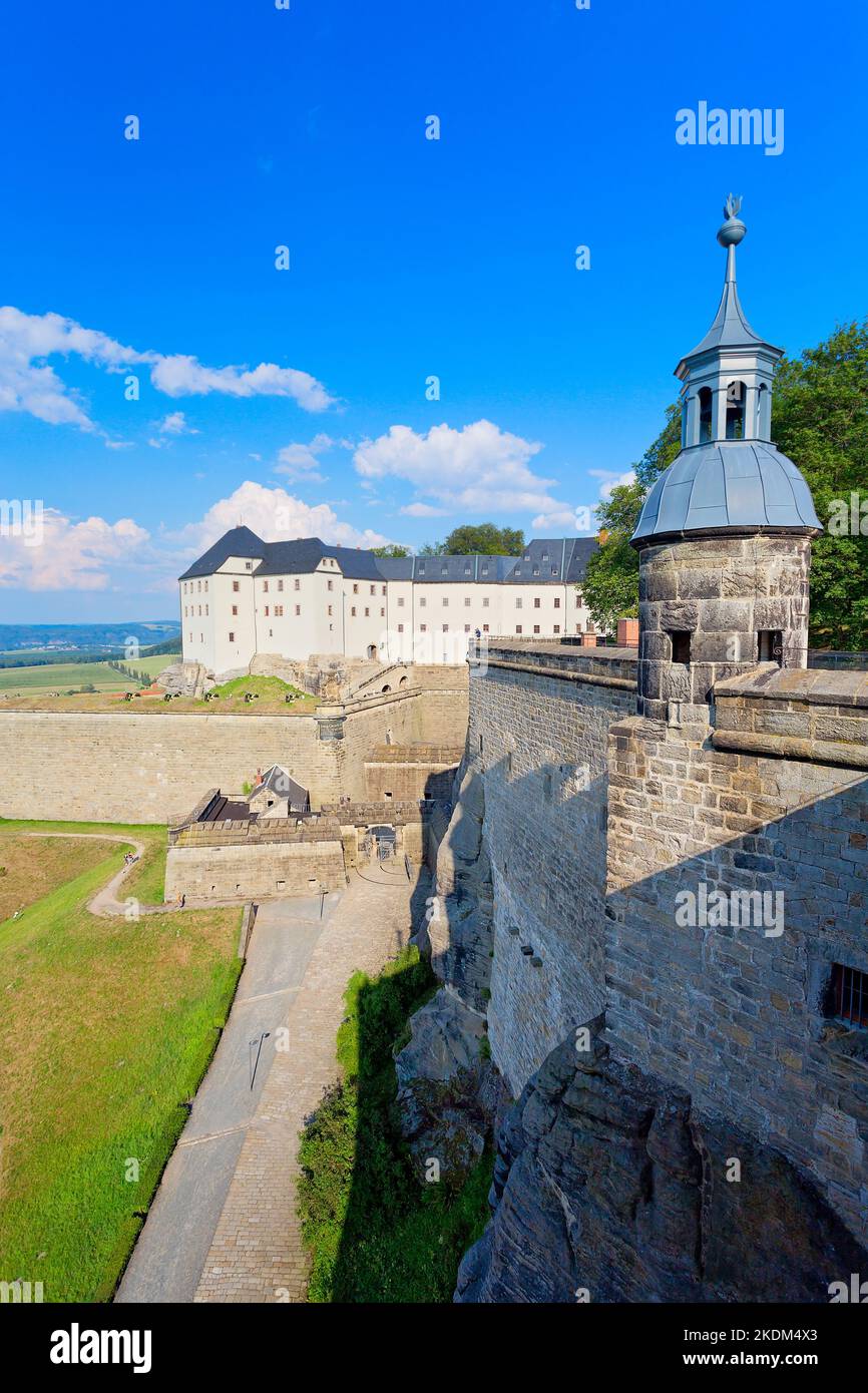 The Fortress Koenigstein, panoramic view, Saxony, Germany Stock Photo ...