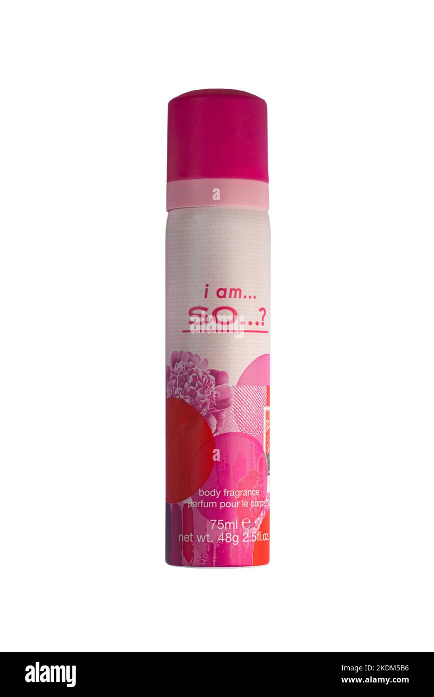 I am so...? body fragrance isolated on white background Stock Photo - Alamy