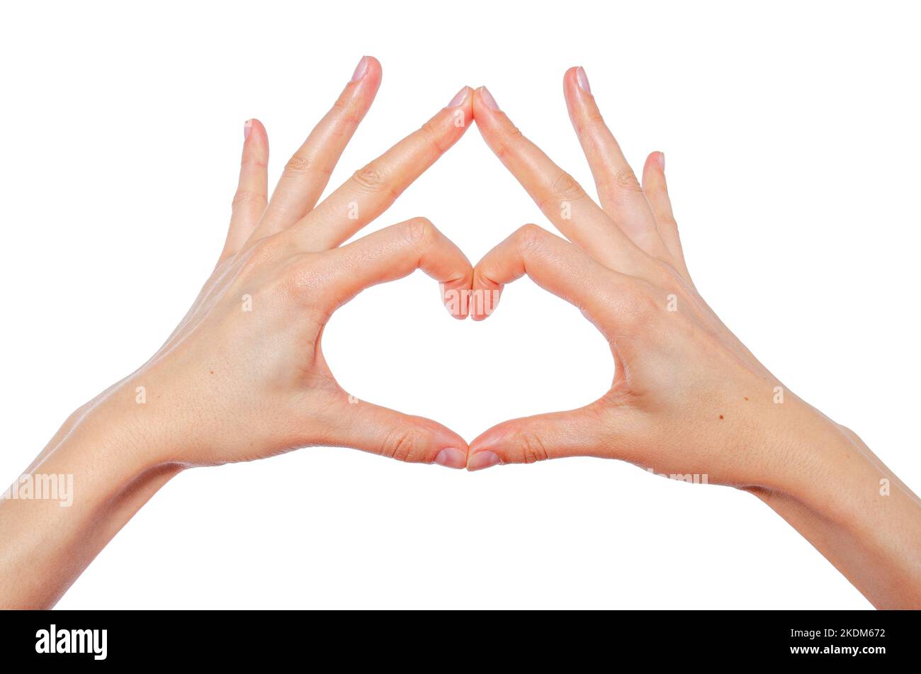 Female hands in the shape of a heart isolated on a white Stock Photo ...