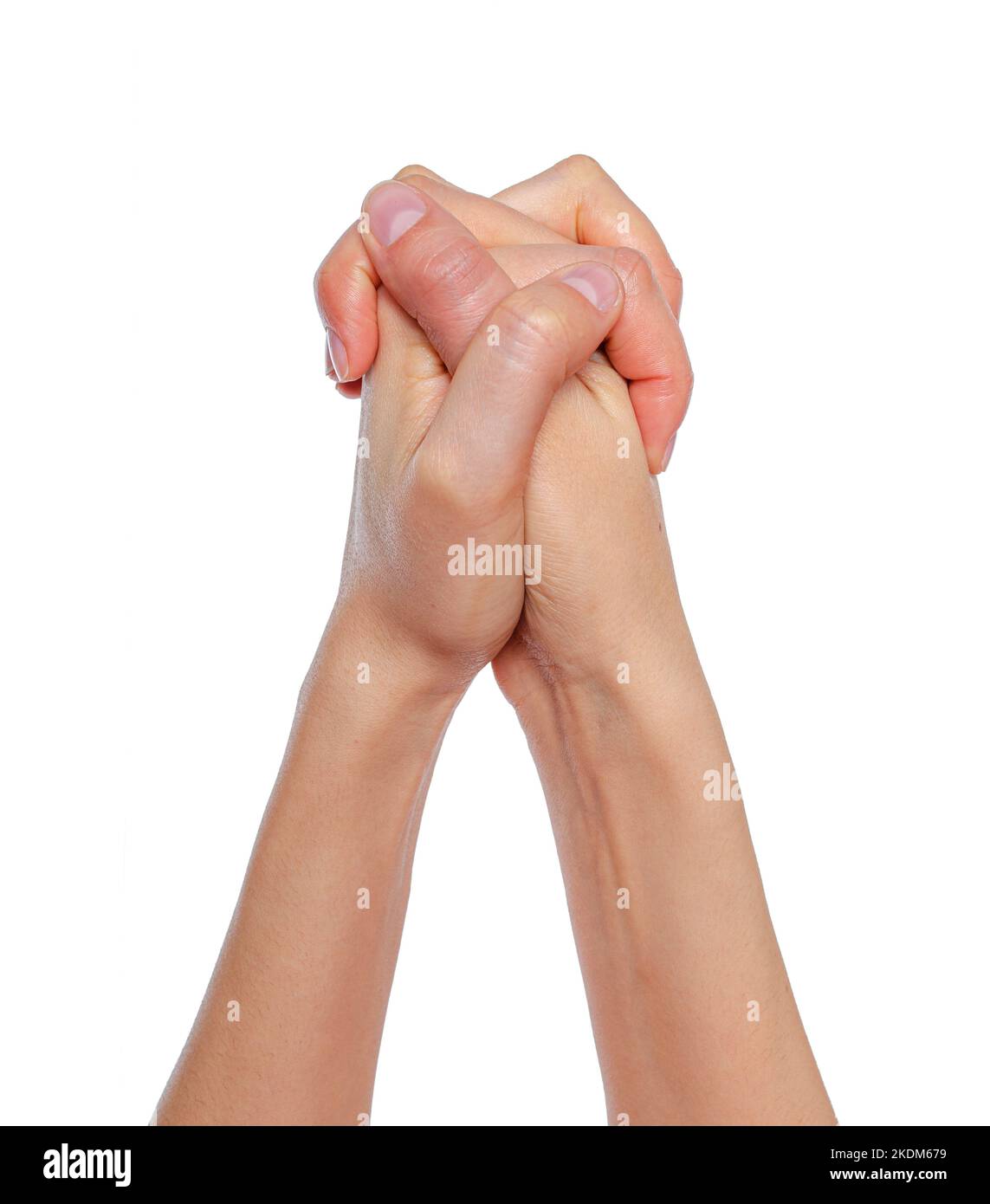 Woman pleading hands together in hi-res stock photography and images ...